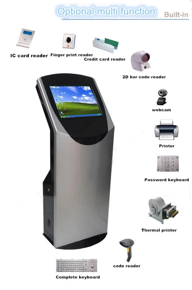Lobby Self Service Kiosk RFID Card Reader Display 22 Inch Touch Screen ...