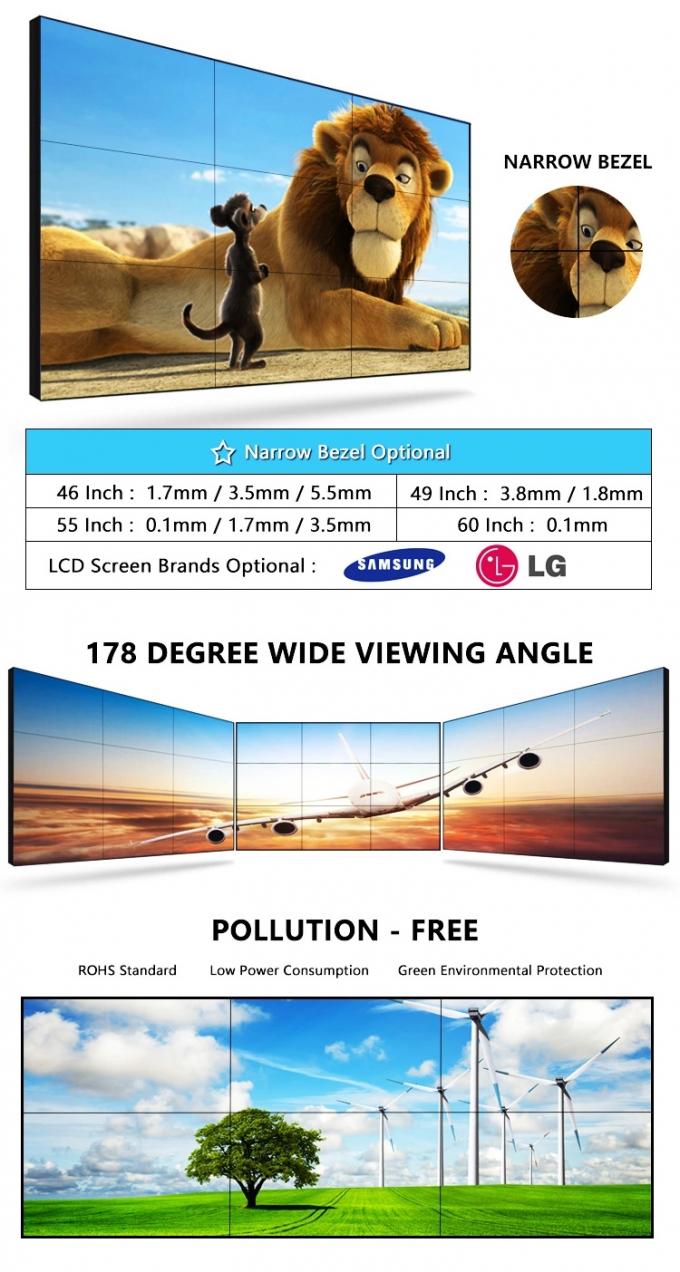 Exterior Super Narrow Bezel LCD Wall Display 46" 4K DID 3.5mm Bezel 3x3 ...
