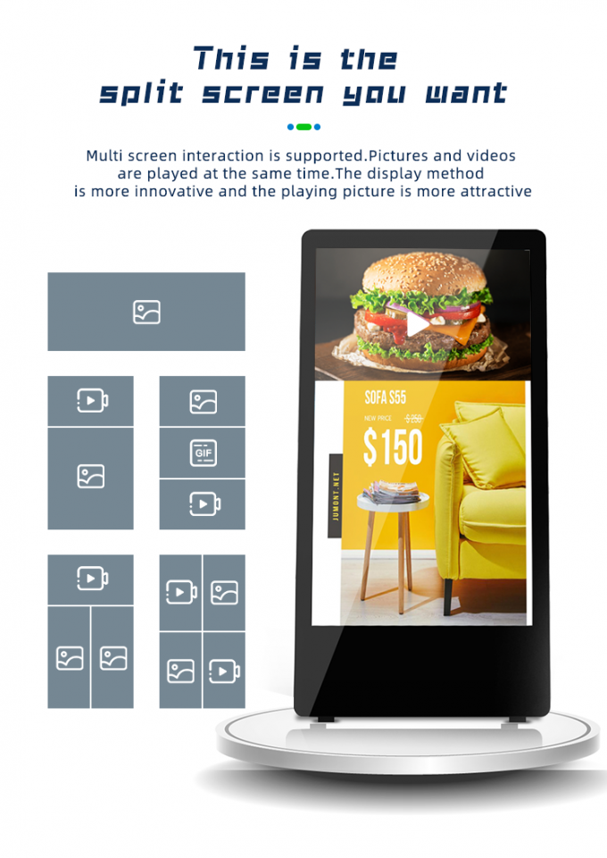 43inch Portable Digital Poster Battery Powered Ultra Slim Floor ...